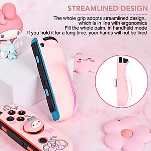 DLseego Cute Rabbit Switch Protective Case Dockable Soft Silicone Shell Shockproof Scratch Resistant Cover Joy Con Skin with 4PCS Lovely Thumb Grips Caps