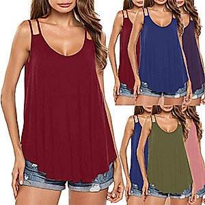 Cegduyi Women Sleeveless Vest,Off Shoulder V-NeckTops Shirt Summer Casual Loose Blouse