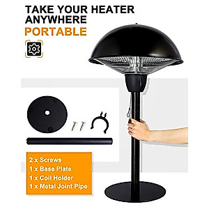 Star Patio Electric Patio Heater, Tabletop Heater, Infrared Heaters, Electric Outdoor Heater, Outdoor Space Heater, Portable Heater with Hammered Bronze Finished, 1500W, STP1566-BT