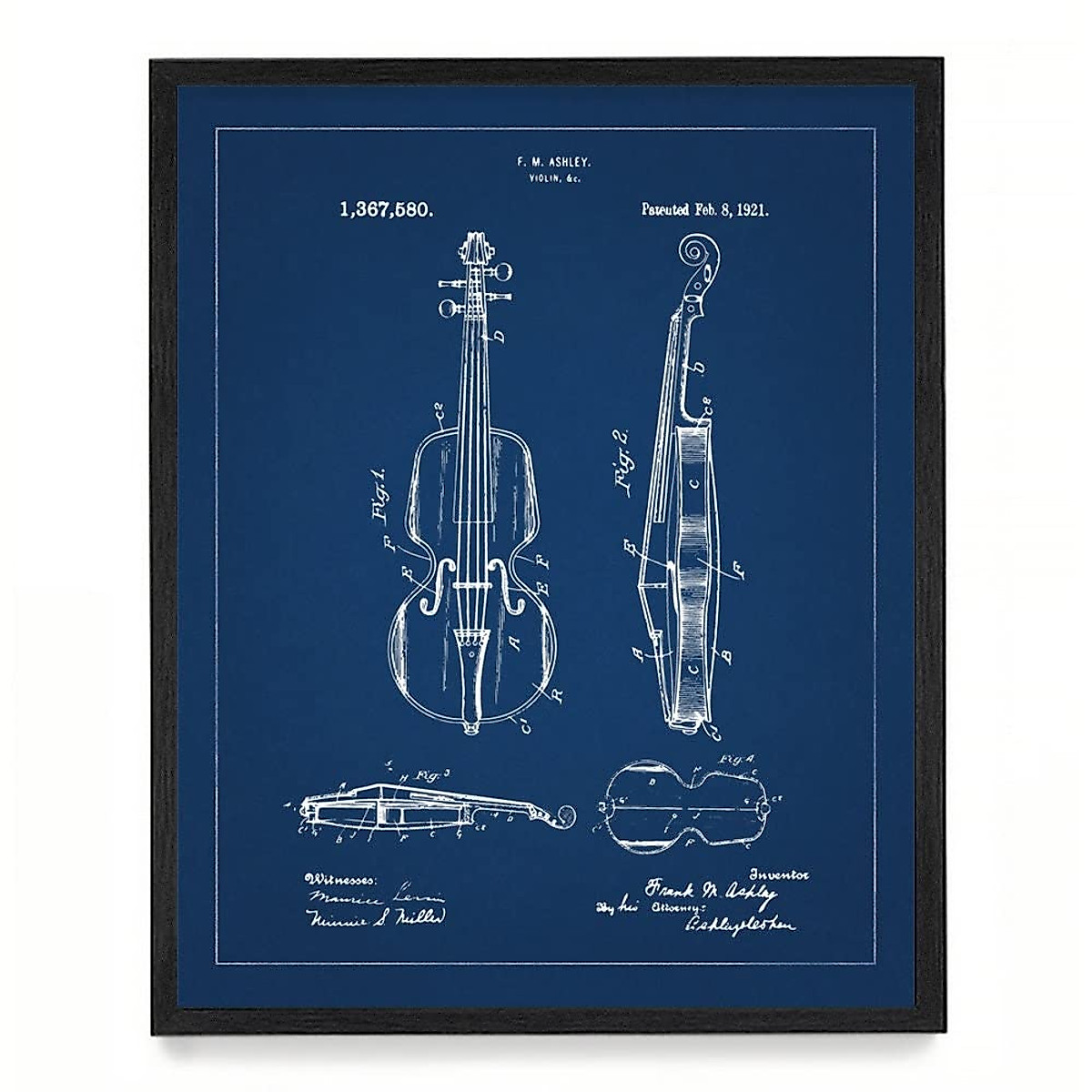 Wunderkammer Studio - Violin Patent Poster Print - Music Wall Art - Home Décor - Violin Gift - 16 x 20 Unframed Art Print