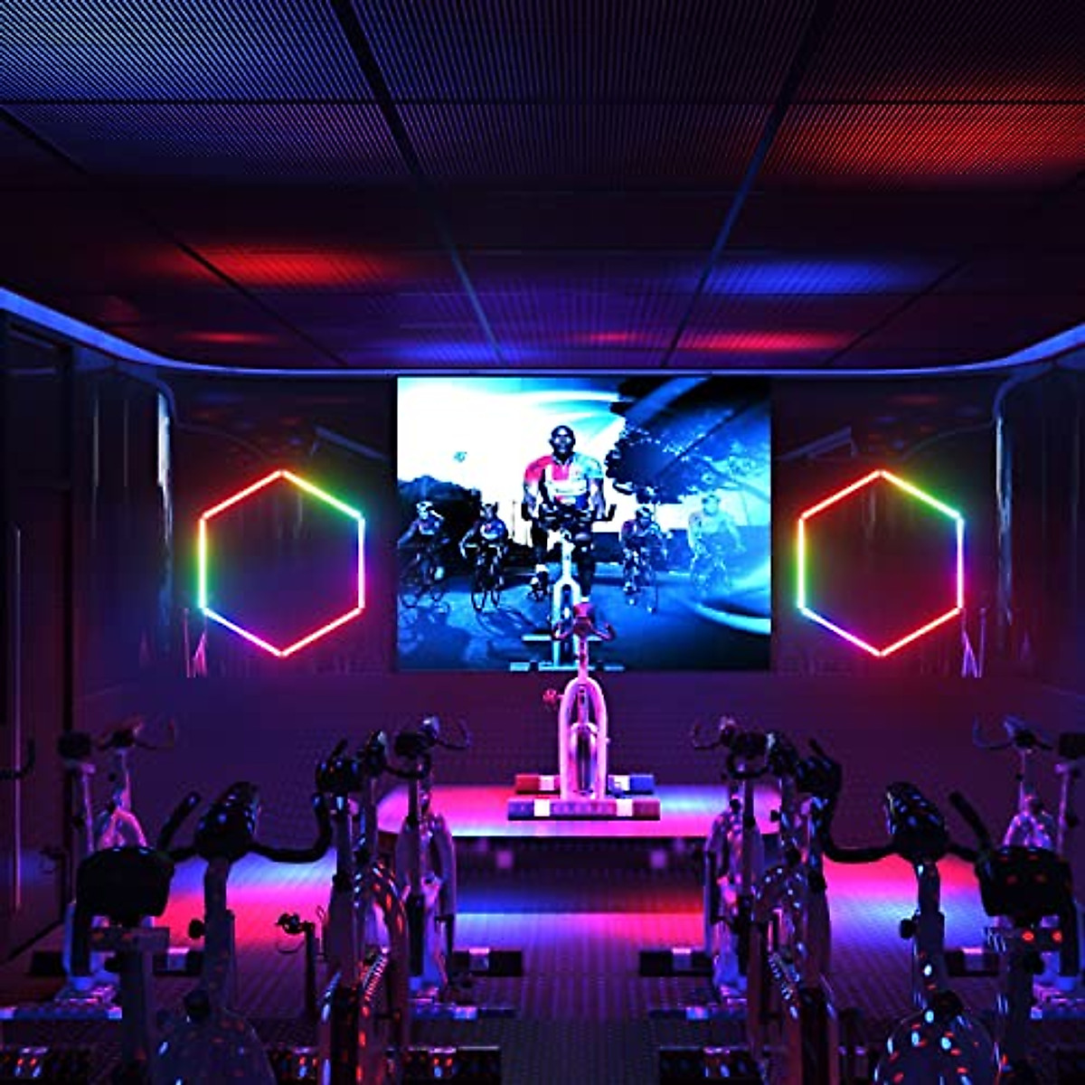 Hexagon LED Garage Light RGB - Hexagon Garage Light with Adjustable Light Color, for Private Garage KTV Bar Basement Gym Lighting(1 Pack)