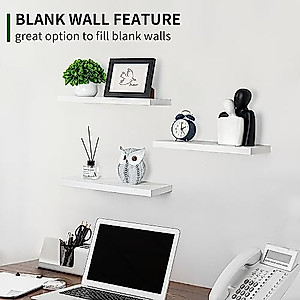 Marsmiles White Floating Shelves, 17 Inch Wall Shelf Set of 3, Rustic Wood Shelves for Wall Storage, Wall Mounted Wooden Display Shelf for Bathroom Bedroom Kitchen Garage, Washed White