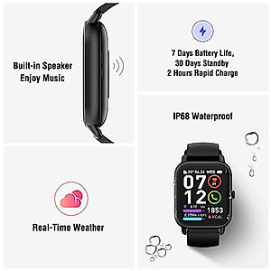 Smart Watch Answer/Make Calls, 1.85” HD Fitness Tracker Watch Heart Rate Sleep Monitor, Activity Tracker Smartwatch Pedometer, 112 Sports Modes, IP68 Waterproof Smart Watches for Men Women Android IOS