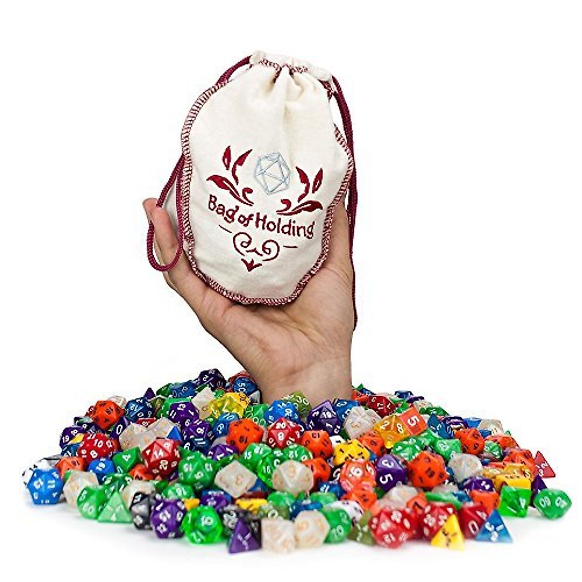 Wiz Dice DND Dice Set - 420 Pieces Total (60 Sets of 7 Dice in Unique Colors) & Storage D&D Dice Bag-Polyhedral Role Playing Dice - Perfect DND Accessories for TTRPG Dice Games - Set of 3 Bags