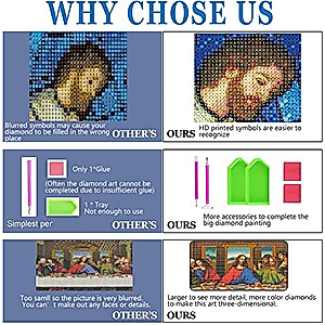 5D DIY Diamond Painting Kits for Adults, Large Size Full Drill Embroidery Paintings Rhinestone Pasted DIY Painting Cross Stitch Arts Crafts for Home Wall Decor Gift, 15.8"x33.5" (The Last Supper)