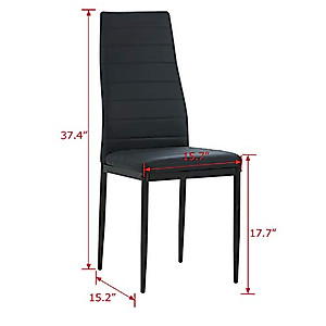 AOSGYA Modern Kitchen Dinning Room Chairs, Ergonomically High Backrest Faux Leather Dining Chair w/Metal Frame Legs, Set of 4 Upholstery Chairs (Black)