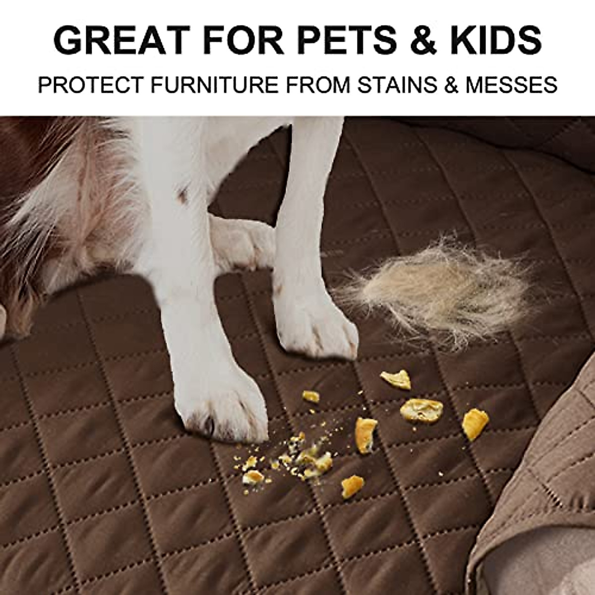 RHF Reversible Loveseat Covers for Dogs, Couch Covers for Dogs, Loveseat Cover for Dogs,Pet Cover for Loveseat, Loveseat Slipcover&Love Seat Couch Covers,Machine Washable(Loveseat:Chocolate/Beige) Medium