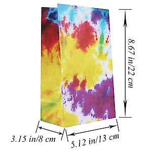 Septo Tie Dye Party Favor Bags, 24 Pieces Camouflage Treat Bags Goody Bags Retro Gift Bags Colorful Kids Party Paper Bags for Birthday Party Retro Theme