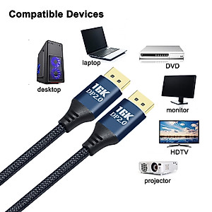 DCHAV 16K Displayport to Displayport Cable Display Port 2.0 16K@60Hz, 8K@120Hz, 4K@240Hz 165Hz 144Hz 80Gbps HDR FreeSync G-Sync DP Cord for Computer Gaming Monitor Laptop PC TV Graphics Card, 5ft