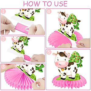 11Pcs Pink Farm Animals Honeycomb Centerpieces Farm Theme Party Table Centerpieces Barnyard Party Honeycomb Decorations Farm Birthday Party Table Decorations for Farm Theme Baby Shower Supplies