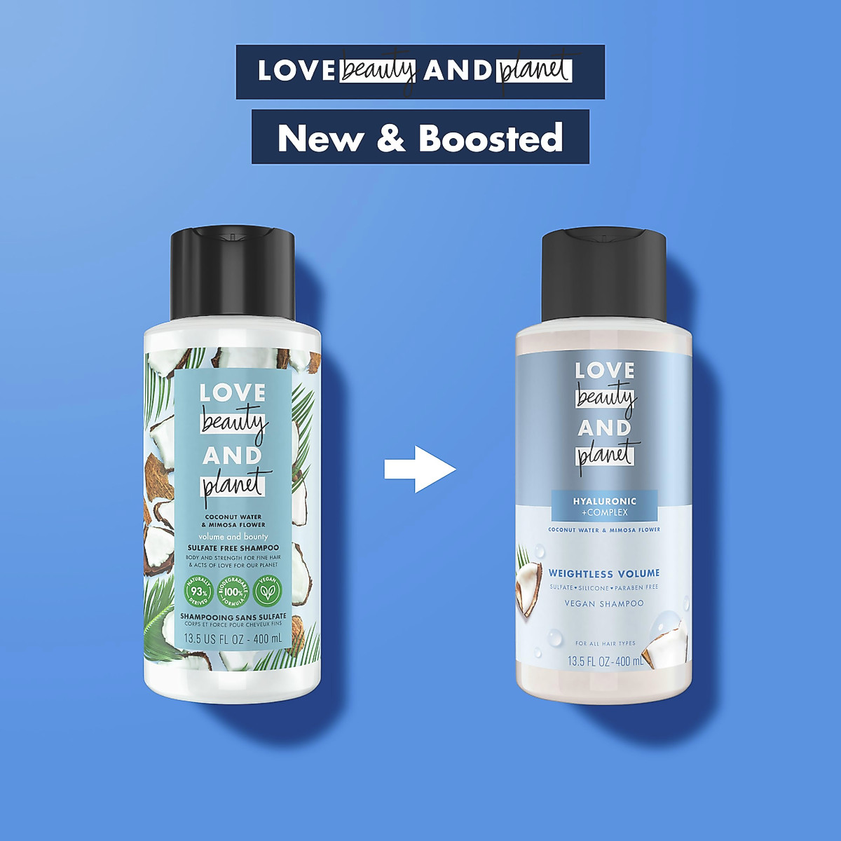 Love Beauty and Planet Weightless Volume Shampoo with Hylauronic acid Coconut Water & Mimosa Flower for Thin and Fine Hair 13.5 oz