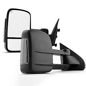 ACANII - Telescoping POWER HEAT Smoke LED Towing Mirrors Passenger+Driver For 2014-2017 Chevy Silverado/GMC Sierra