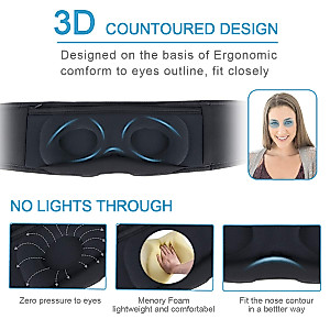 Sleep Headphones, Update Wireless 3D Eye Mask with Ultra-Thin HD Stereo Speakers for Side Sleepers, Air Travel, Meditation and Relaxation Black