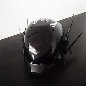 YYINYUAN Punk Mask Cosplay Costumes Black Full Face Samurai Mecha Mask Halloween Party LED Mask for Men Women (Yellow)