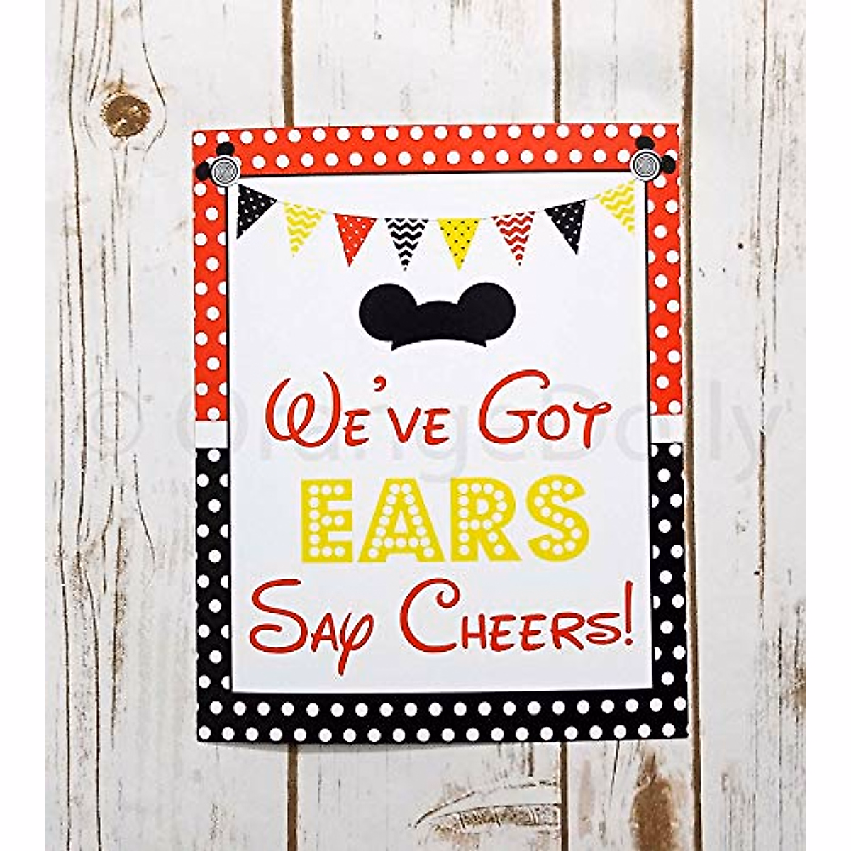 Mickey Party Sign Set of 4-8 x 10 inch Mickey Mouse Party Supplies Birthday Sign Printed in Card stock | Mickey Mouse Clubhouse Inspired Door Signs | Food Labels Disney Decorations Hot Dog Bar Decor