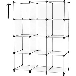 HOMIDEC Closet Organizer, 12-Cube Closet Organizers and Storage, Portable Closet Storage Shelves, Clothing Storage for Kids, Closet, Bedroom, Bathroom, Office (11.8x11.8x11.8 inch), Transparent