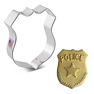 Police Badge Shield Cookie Cutter, 4" Made in USA by Ann Clark