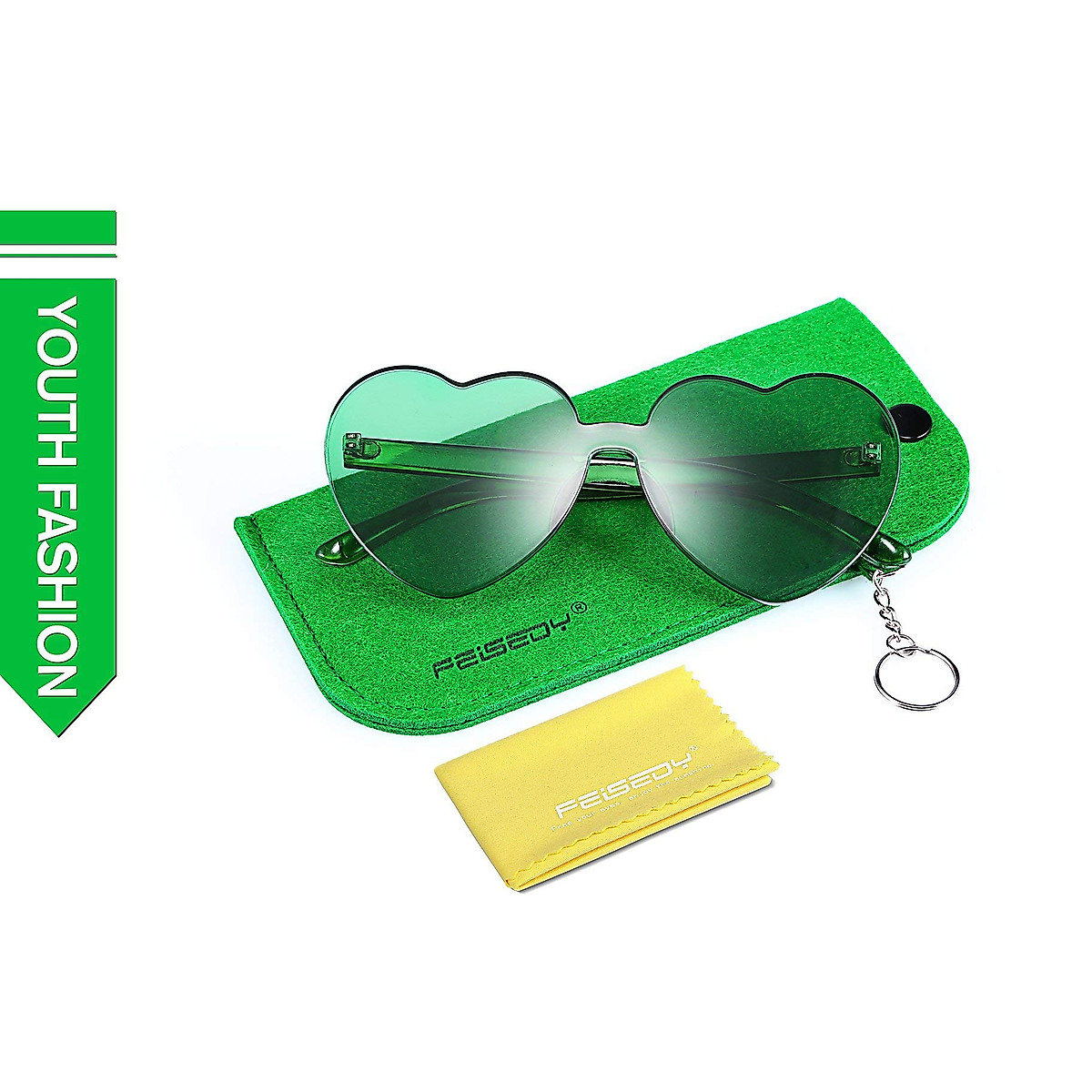 FEISEDY Thick Heart Sunglasses Rimless Heart Shaped Sun Glasses Women Fashion Love Glasses B2419