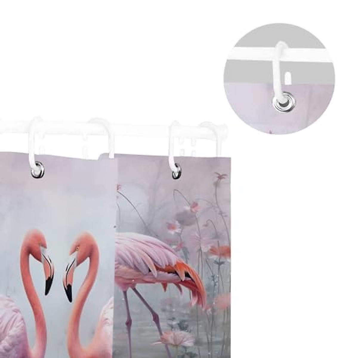 xigua Pink Flamingos Shower Curtain - 72x72 Inch Waterproof Fabric Shower Curtains with 12 Hooks - Modern Home Bathroom Hotel Spa Decorations