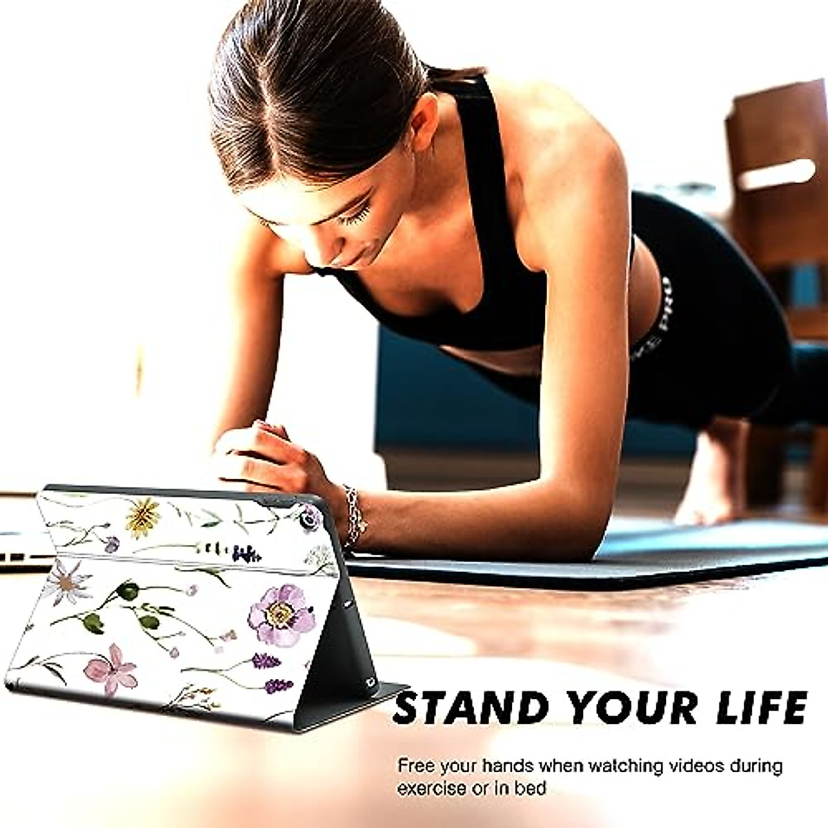 Azmyeuo Cover for iPad 9th/8th/7th Generation, Case for 10.2 Inch iPad 9th/8th/7th Generation 2021/2020/2019 - Premium Folio Stand Case - Auto Wake/Sleep and Multiple Viewing, Tinte Flower