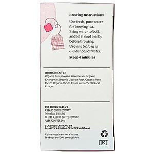 Allegro Tea, Organic Rose Tulsi Tea Bags, 20 ct