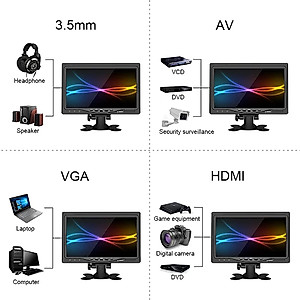 7 inch Portable Small HDMI Monitor HD 1080P VGA Monitor,Small LCD HDMI Monitor Mini Screen 1024x600,HDMI/VGA/AV Input Mini Monitor,with Speakers Earphone Jack