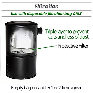 OVO, Black Compact and Powerful Central Vacuum System, Condo Vac, 630 Air Watts, Use with Disposable Bags, 18L or 4.75Gal