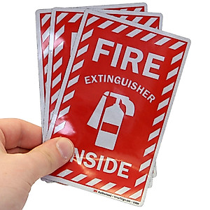 SmartSign Fire Extinguisher Inside Label | 4" x 6" Engineer Grade Reflective, Pack of 3, Made in USA