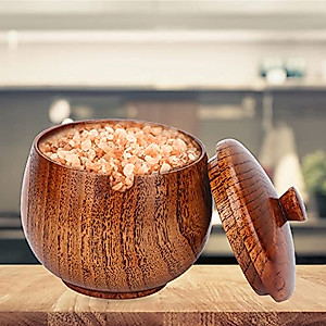 VTOSEN Sour Jujube Wood Condiment Jar Japanese Safe Dustproof Classic Flip Top Spice Jar for Home and Kitchen(Large Lacquer Version)