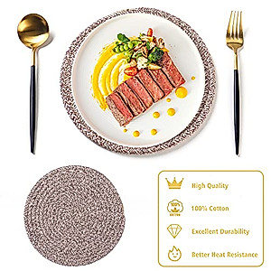 Trivet Round Hot Pads 4pcs 9.5 Inches Diameter 100% Eco Pure Cotton Thread Weave Trivets for Hot Pots and Pans / Kitchen Trivets for Hot Dishes Hot Pot Holders …