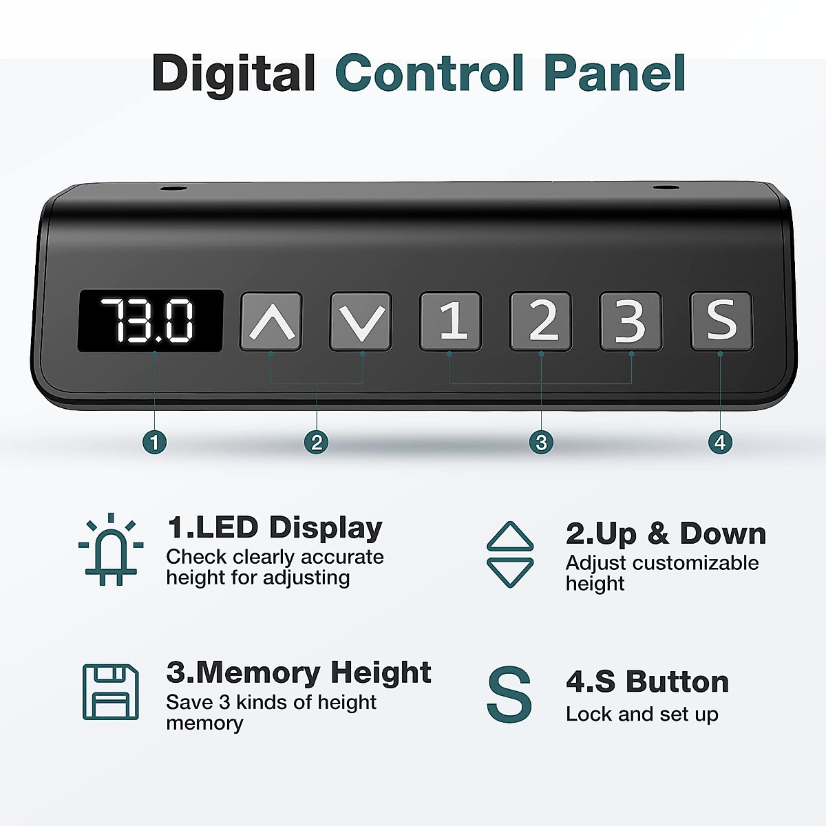 Sweetcrispy 55 x 24in Adjustable Height Electric Standing Computer Home Office Desk Ergonomic Workstation with 3 Memory Controller, 55"x24", Rustic Brown+Black