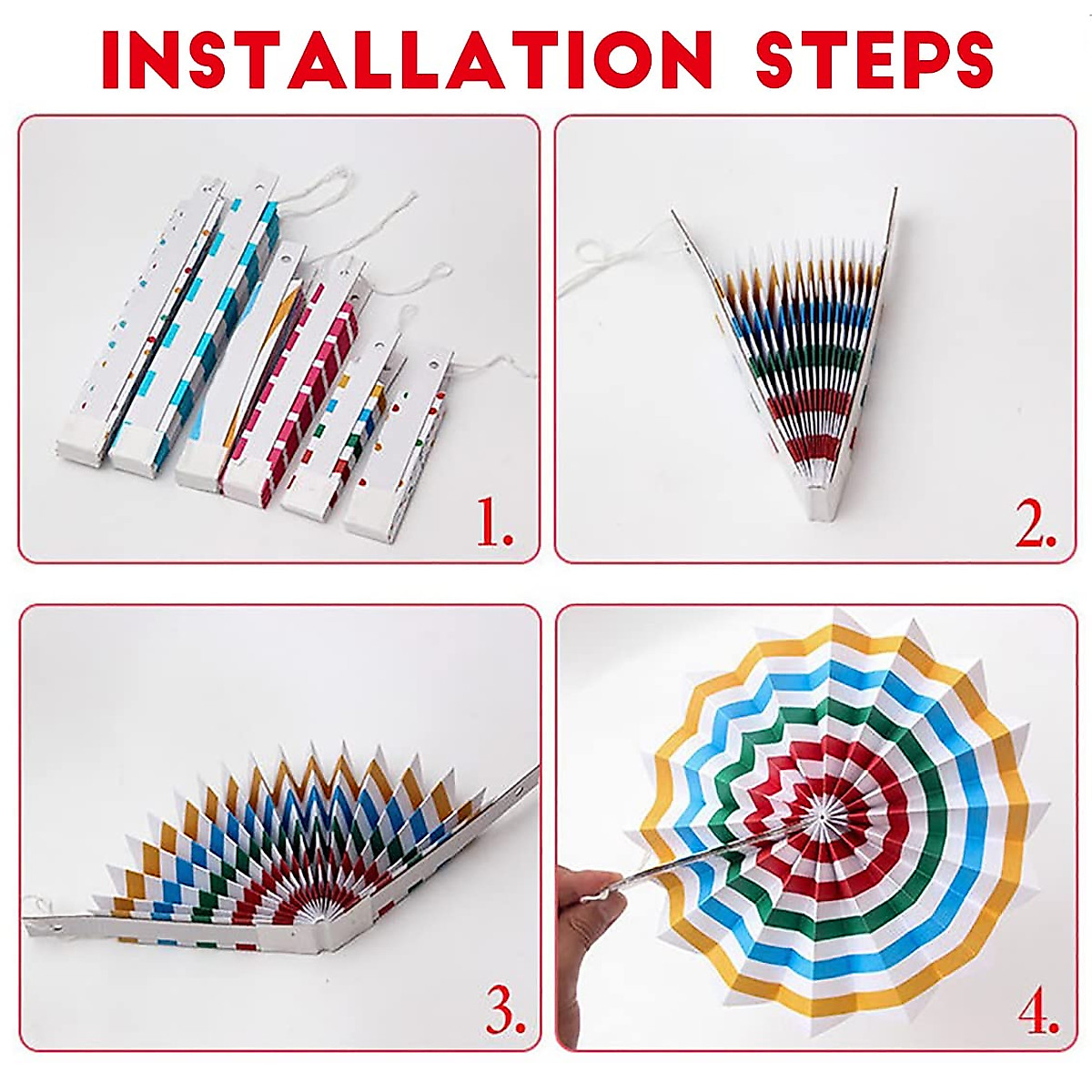 LayYun Party Hanging Paper Fans Set of 6, Round Pattern Paper Garlands Decoration for Birthday Bridal Wedding Baby Shower Graduation Events Accessories, Phoenix Tail