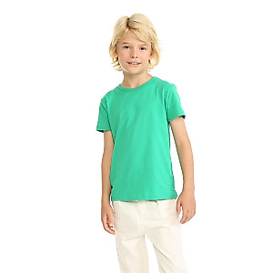 Mud Kingdom Big Boys T-Shirt Short Sleeve Summer Holiday Plain Green Size 10-12 Soft