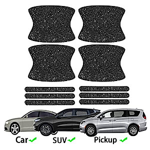 BetterJonny 10PCS Crystal Car Door Handle Scratches Protector, Rhinestone Car Door Handle Stickers Bling Car Door Handle Scratch Protector Stickers for Women and Girls Car Stickers (Black)