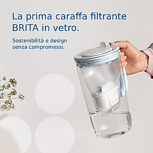 BRITA Glass Water Filter Jug Starter Pack-Light Blue (2.5L) incl. 3x MAXTRA PRO All-in-1 cartridge-Premium Glass Design jug with easy-filling Flip-Lid and Indicator- in sustainable Smart Box packaging