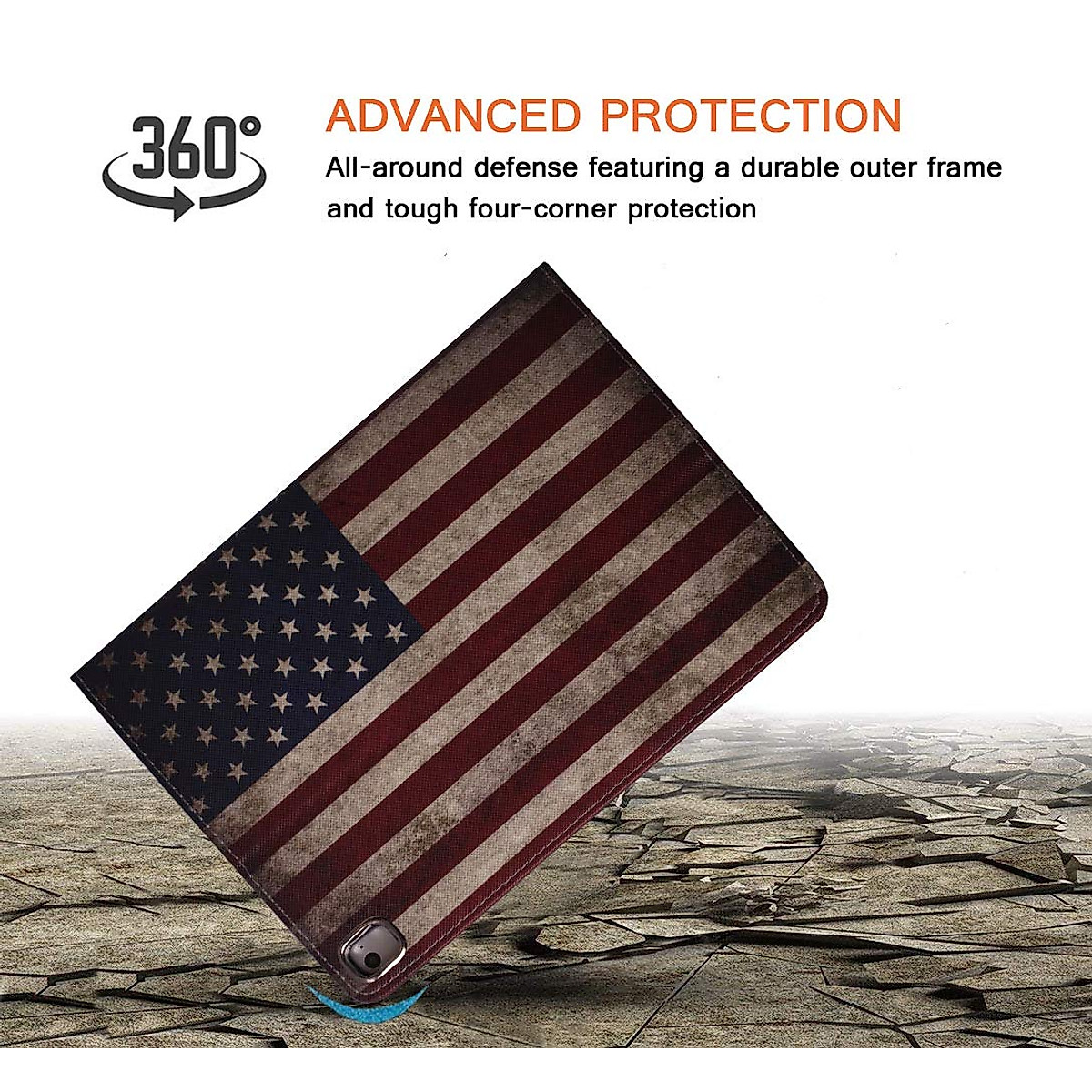 iPad Mini 5 Case, Mini 4 Case, iPad Mini 1/2/3 Case, Protective Leather Case, Adjustable Stand Auto Wake/Sleep Smart Case for iPad Mini 5th/4th Gen 7.9 inch - Vintage USA American Flag