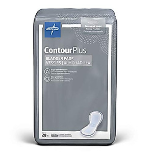 Medline ContourPlus Bladder Control Incontinence Pads, Moderate Absorbency, 5.5" x 10.5", 28 Count (Pack of 12)