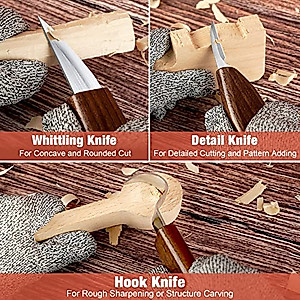 Wood Carving Kit, 19PCS Wood Carving Tools for Beginners Whittling Kit with 3PCS Whittling Knife 11PCS Basswood Blocks & Strop Block & Gloves & & Polishing Compound Wood Carving Set Hobbies for Adults