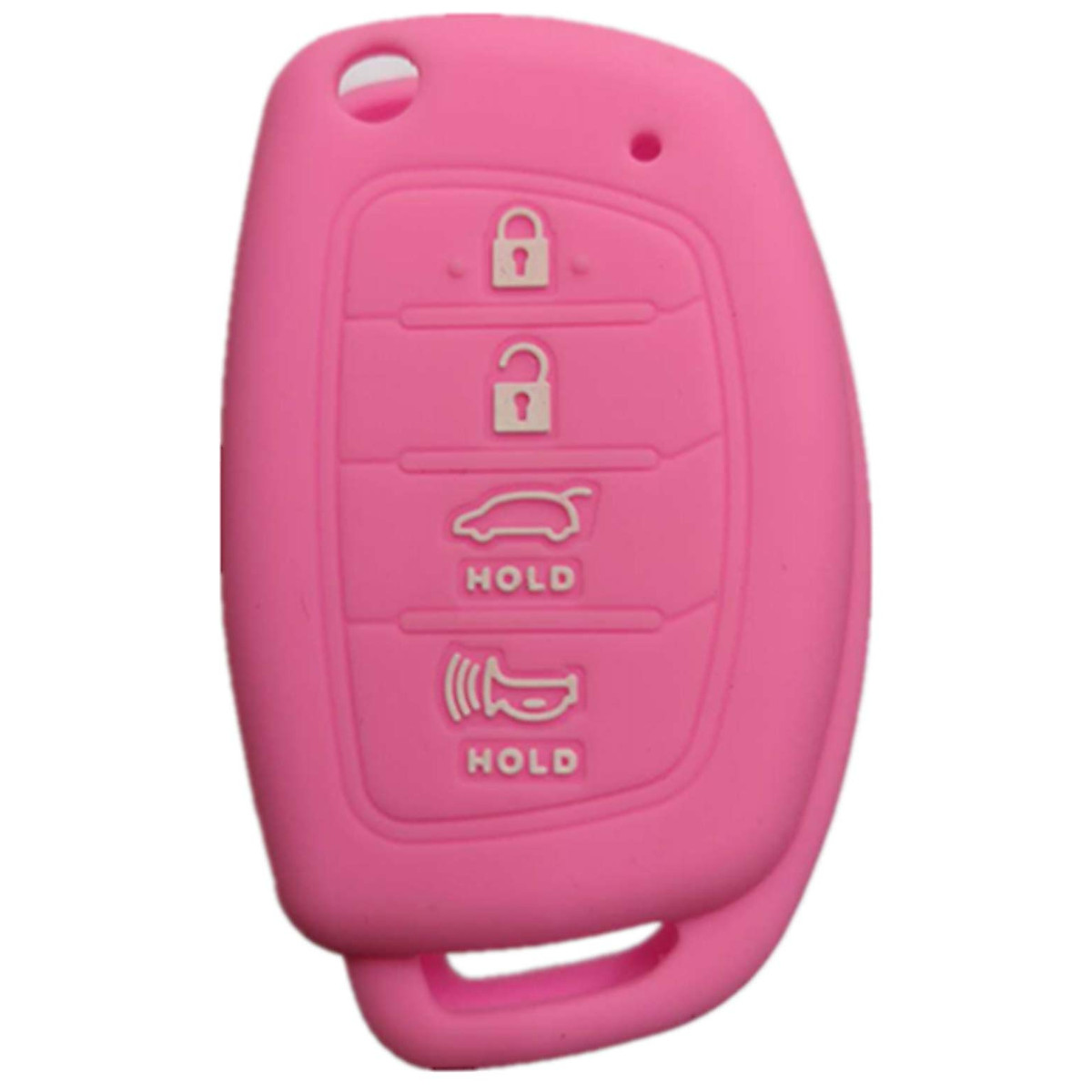 RUNZUIE 4 Buttons Silicone Flip Folding Remote Key Fob Cover Protector Shell Compatible with Hyundai Santa Fe Pink (Not Fit The Smart Key Fob)