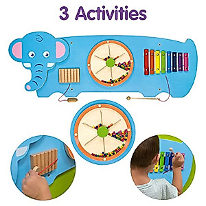 SPARK & WOW Elephant Activity Wall Panel - 18m+ - Toddler Activity Center - Wall-Mounted Toy - Busy Board Decor for Bedrooms, Daycares and Play Areas