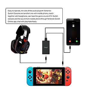 ECHZOVE Audio Converter for Nintendo Switch, 2 in 1 Audio Chat Adapter for Nintendo Switch - Support Voice Chat with Your Headphone