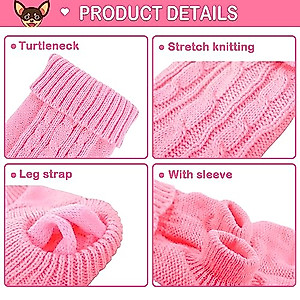 Set of 2 Dog Clothes for Small Dogs Girl Boy Turtleneck Knitted Chihuahua Sweater, Girl Dog Clothes, Red Cute Pet Knitwear Sweaters Soft Puppy Cold Weather Outfits Doggie Cat Clothing (XX-Small)