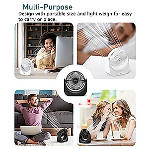 HonHey 6 Inch Desk Fan, Portable Fan with 4000mAh Battery Operated, 120°Rotatable Personal Mini Fan, 3 Speeds Small Fan Quiet, Powerful Air Circulator Fan for Bedroom Office Travel Dorm Room