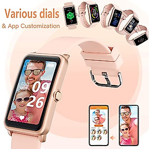 FITVII Fitness Tracker, Heart Rate Blood Pressure Monitor Activity Tracker, 1.57'' Touch Screen Calorie Step Counter IP68 Waterproof Watch with Weather Sleep Monitor Music Control for Women Men Kids