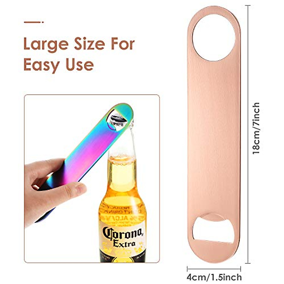 4 Pieces Flat Bottle Opener Stainless Steel, heavy Duty Bottle Opener Bartender 7inch Beer Bottle Opener for Bar Bartenders Men Women Kitchen Party