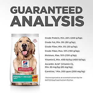 Hill's Science Diet Perfect Weight, Adult 1-6, Weight Management Support, Dry Dog Food, Chicken Recipe, 4 lb Bag