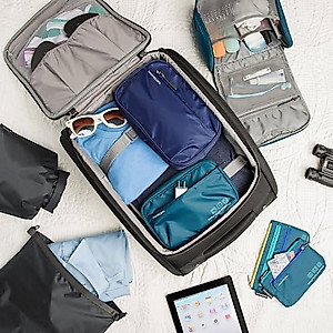 Travelon Travelon World Travel Essentials Set Of 2 Currency and Passport Organizers Travel Tote, Peacock Teal
