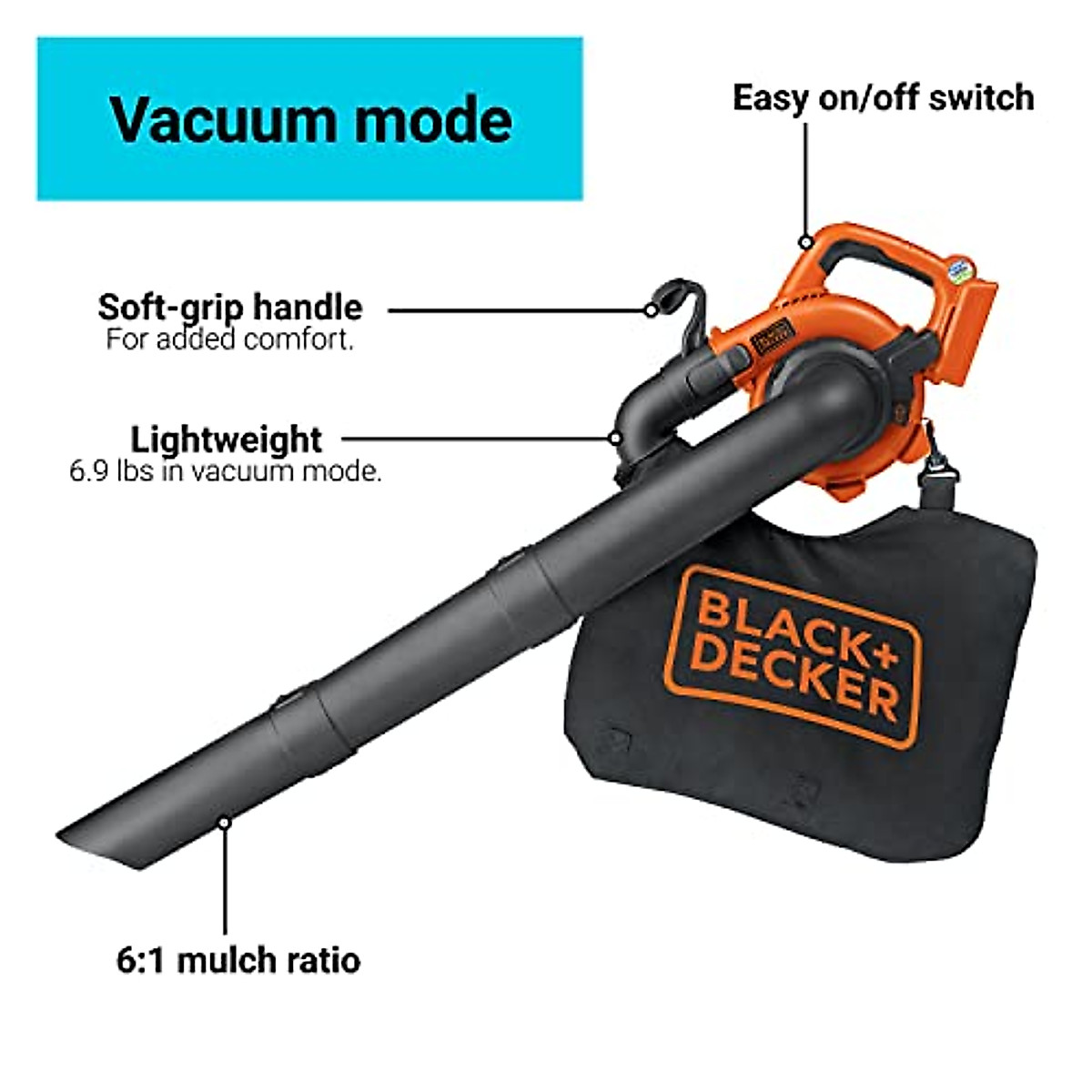 BLACK+DECKER 2-in-1 Cordless Sweeper & Vacuum, 36V, Tool Only (LSWV36B)