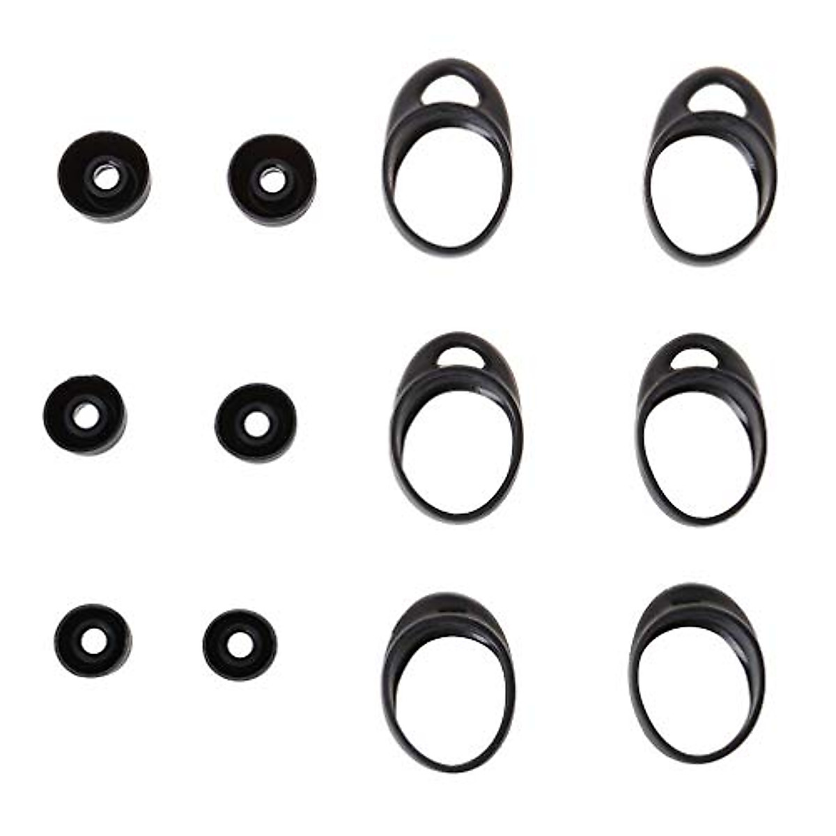 BLLQ Replacement for Samsung Gear IconX (2018 Edition) Ear Tips Wingtips 12 PCS Accessories, Silicone Earhooks Earbuds Cover Eargels Eartips Compatible with Gear IcoonX, Black 12pcs