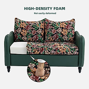 J.C.UP 53" Loveseat Sofa,Small Couches for Living Room,Mid Century Modern Love Seat Couch,2 Seat Small Couches for Small Spaces with PU Leather,Comfy Upholstered Sofa Couch for Bedroom,(Green,Beige)